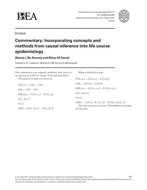 Pdf Commentary Incorporating Concepts And Methods From Causal Inference Into Life Course