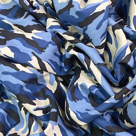 Blue Camo Fabric By The Yard Blue Camouflage Fabric By The Etsy