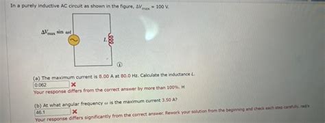 Solved In A Purely Inductive Ac Circuit As Shown In The