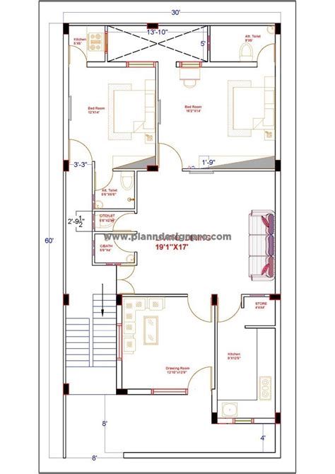 3 Bhk Apartment Space Planning Free Autocad Layout