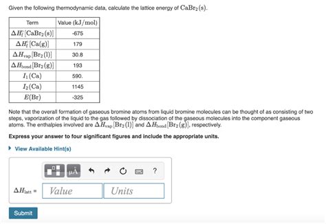 solved given the following thermodynamic data calculate the