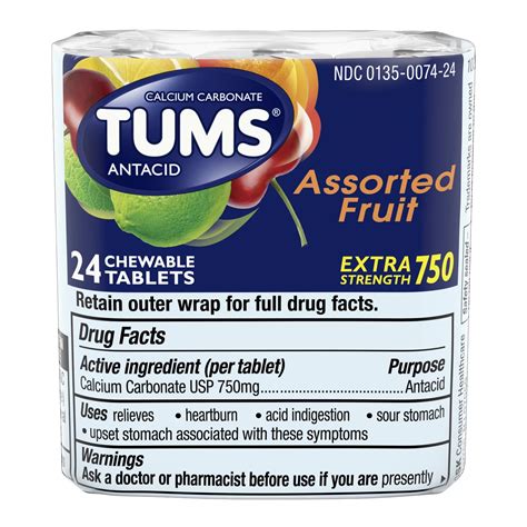 Tums Antacid Chewable Tablers For Heartburn Relief Extra Strength