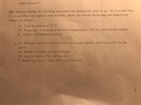 Solved Valid Argument Q4 Discuss Whether The Following