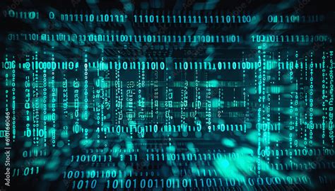 Technology Abstract Digital Binary Code Matrix Background Connection Digital Data And Big Data