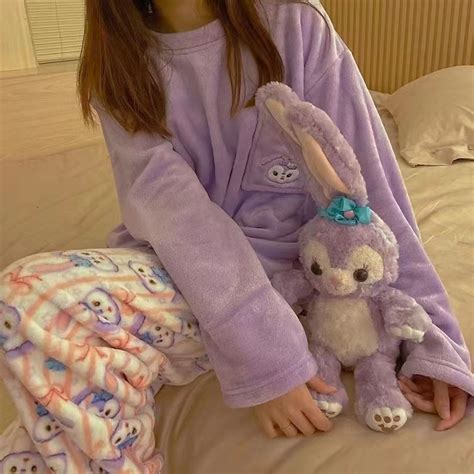 스텔라루 캐릭터 수면 잠옷 겨울 극세사 긴팔 기모 여성 빅사이즈 부들이 파자마 투피스
