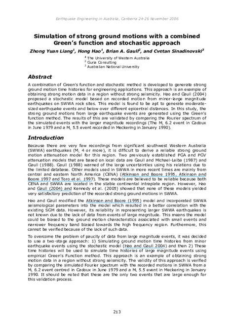 Pdf Simulation Of Strong Ground Motions With A Combined Greens