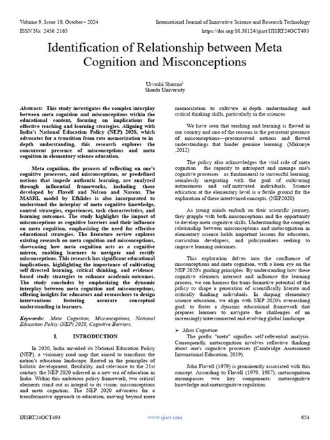 Identification Of Relationship Between Meta Cognition And