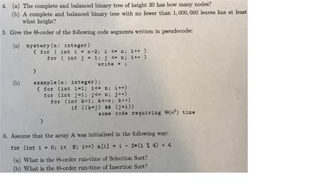 Solved 4 A The Complete And Balanced Binary Tree Of