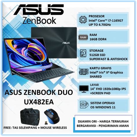 Jual Asus Zenbook Duo Ux Intel Core I Ram Gb Ssd Gb Fhd Touchsreen Windows
