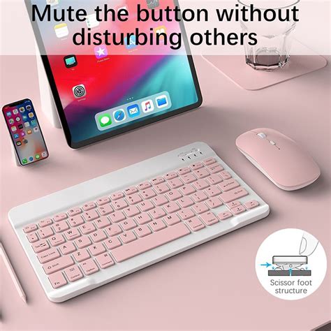 Mini Wireless Bluetooth Quiet Slim Keyboard And Mouse For IOS Android Windows Tablets Inch
