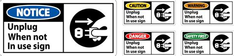 Premium Vector Warning Unplug When Not In Use Symbol Sign