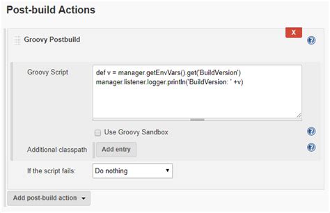 Build Jenkins Groovy Postbuild Script Cant Access Injected