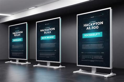 Premium Photo Tech Hackathon Coding Challenge Rules Signage Mockup With Empty Space For
