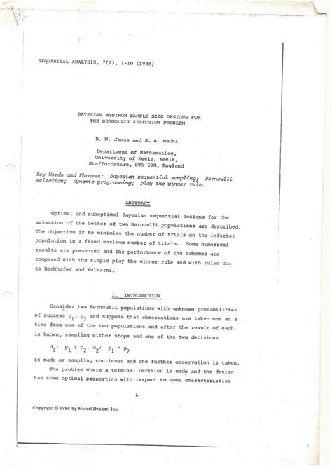 PDF Bernoulli Selection Problem