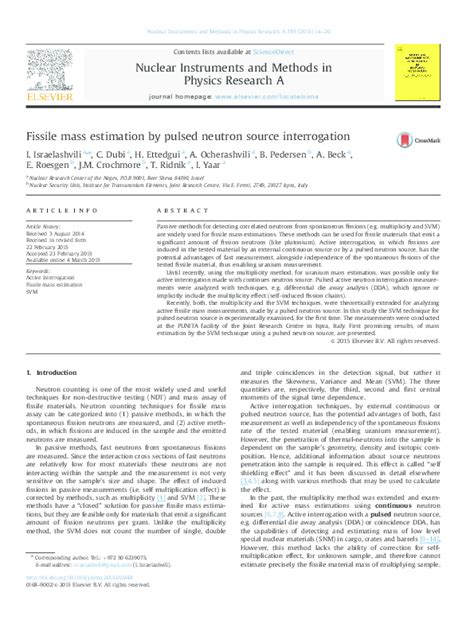 Pdf Fissile Mass Estimation By Pulsed Neutron Source Interrogation