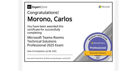 Microsoft Teams Rooms Technical Solutions Professional 2025 Exam Carlos Morono