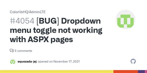 Bug Dropdown Menu Toggle Not Working With Aspx Pages · Issue 4054