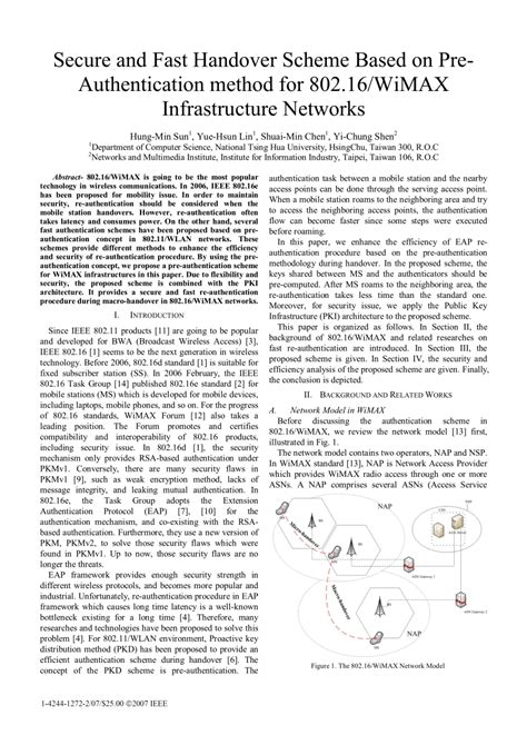 Pdf Secure And Fast Handover Scheme Based On Pre Authentication Method For 80216wimax