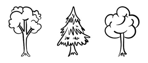 Premium Vector Doodle Set Of Hand Drawn Trees