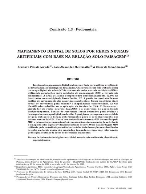 PDF Digital Soil Mapping By Artificial Neural Networks Based On Soil Landscape Relationships