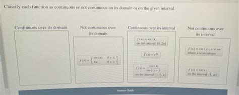solved classify each function as continuous or not
