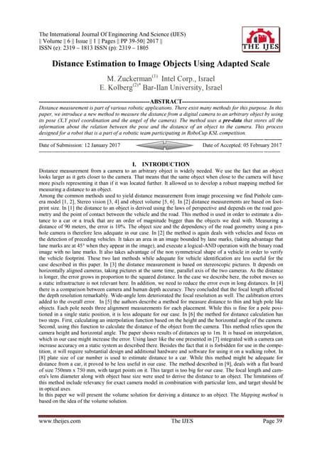 distance estimation to image objects using adapted scale pdf