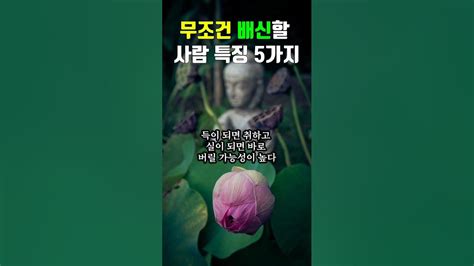 가까이 두면 배신할 사람 특징 뒤통수 칠 사람 걸러내는 방법 명언 삶의지혜 Youtube