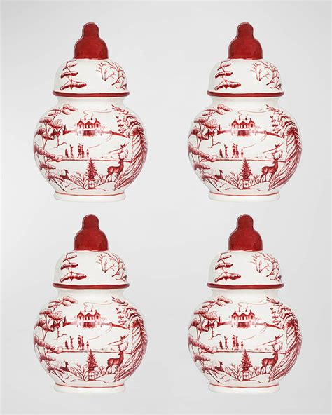 Juliska Country Estate Winter Frolic Ruby Ginger Jar Place Card Holder