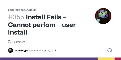 install fails cannot perfom user install · issue 355