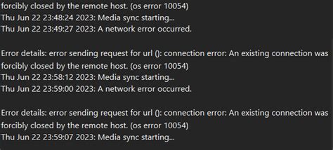 My Media Sync Is Failing Error Details ⁨error Sending Request For Url Connection Error