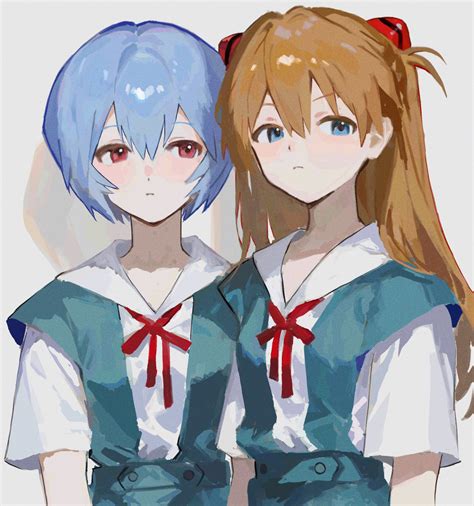 Souryuu Asuka Langley And Ayanami Rei Neon Genesis Evangelion Drawn By Mreek Danbooru