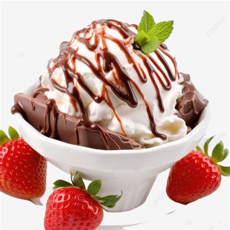 딸기 아이스크림 위에 녹인 초콜릿 소스를 얹은 것 아이스크림 딸기 초콜릿 Png 일러스트 및 이미지 에 대한 무료 다운로드 Pngtree