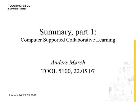 ppt summary part 1 computer supported collaborative learning