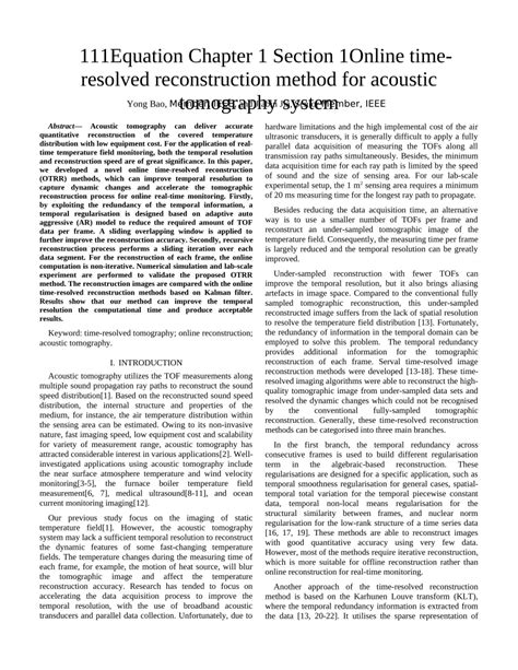 Pdf Online Time Resolved Reconstruction Method For Acoustic Tomography System