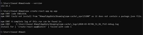 Nodejs Install For Create React Applatest Failed With Code 1 Stack Overflow