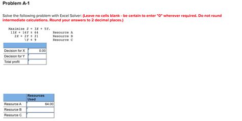 Solved Problem A Solve The Following Problem With Excel Chegg