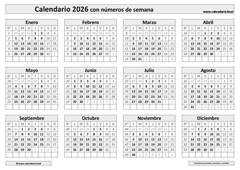 Calendario Anual 2026 Para Imprimir 12 Meses En 1 Hoja Pdf