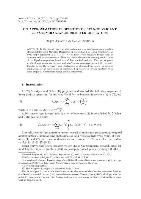 Pdf On Approximation Properties Of Stancu Variant λ SzÁsz Mirakjan