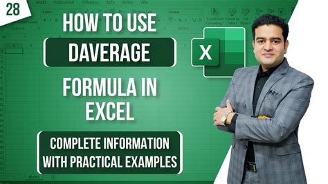 How To Use Daverage Formula In Excel Microsoft Excel Daverage