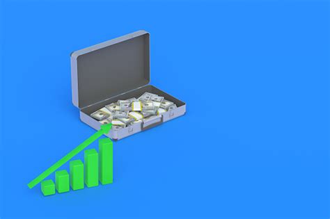 최대 화살표와 차트 근처 돈의 전체 가방 투자 수익률 증가 임금 소득 공제 증가 사회 지원 증가 공간을 복사합니다 3d 렌더 부채에 대한 스톡 사진 및 기타 이미지 Istock