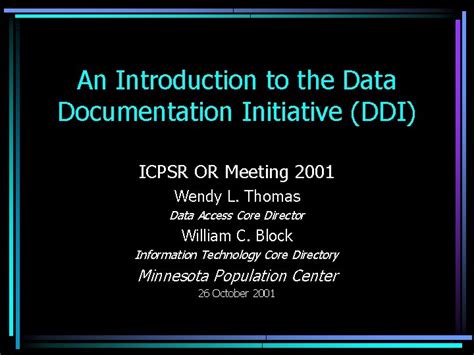An Introduction To The Data Documentation Initiative Ddi