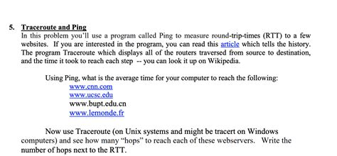 5 Traceroute And Ping In This Problem Youll Use A