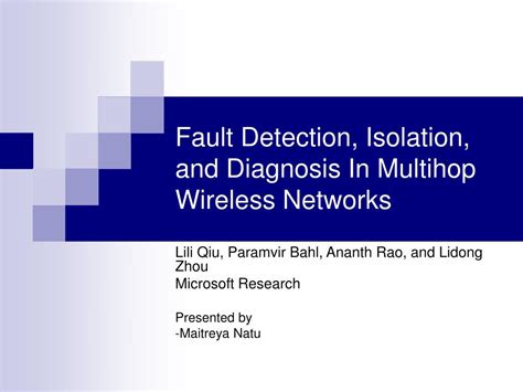 ppt fault detection isolation and diagnosis in multihop wireless