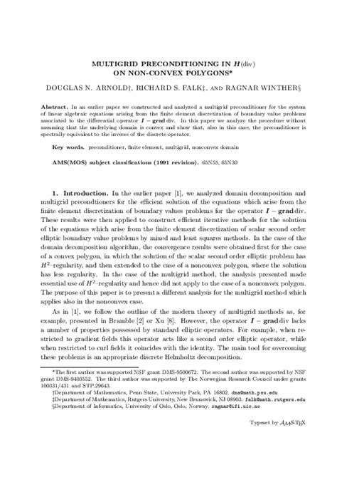 Pdf Multigrid Preconditioning In H Div On Non Convex Polygons