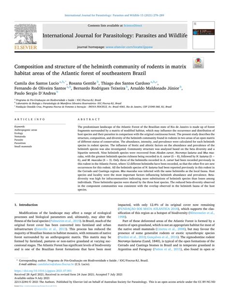 Pdf Composition And Structure Of The Helminth Community Of Rodents In