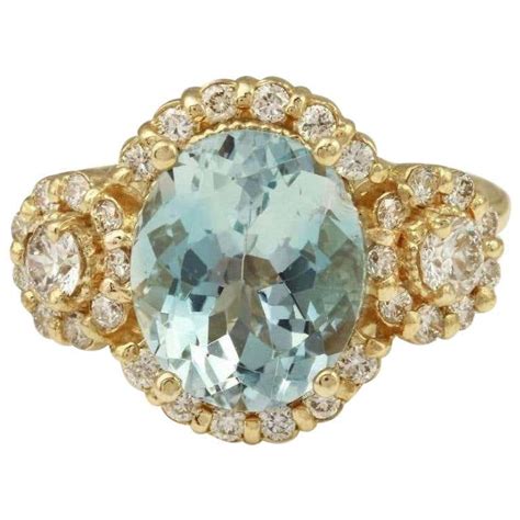759 Carat Exquisite Natural Aquamarine And Diamond 14k Solid Yellow
