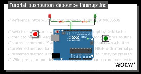 Tutorial Pushbutton Debounce Interrupt Ino Wokwi ESP32 STM32