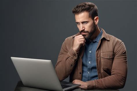 Premium Photo Tech Savvy Contemplation A Thoughtful Male It