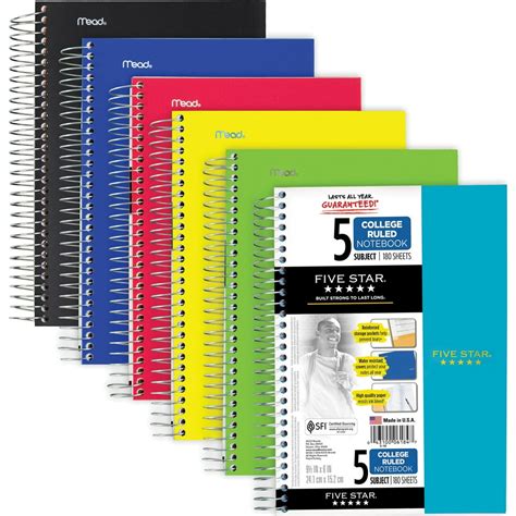 9 12 X 6 5 Subject Notebook