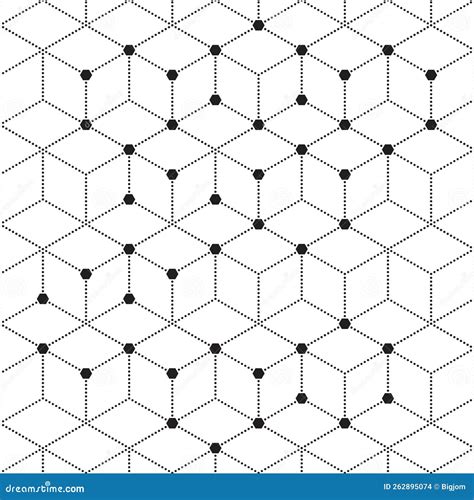 Grid With Hexagons Geometric Tiles With Dotted Vector Seamless Pattern Stock Illustration